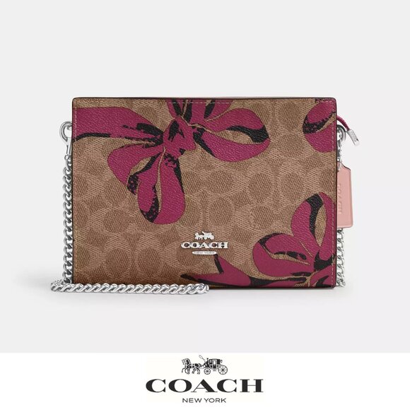 Coach | Bags | Coach Slim Crossbody Bag In Signature Canvas With Bow ...